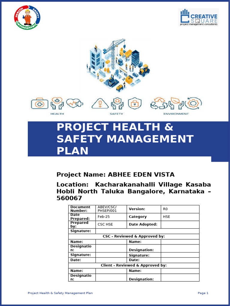 CSC - Project Health & Safety Management Plan | PDF | Occupational Safety And Health | Safety