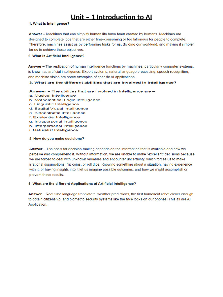 QB2- Introduction to AI | PDF