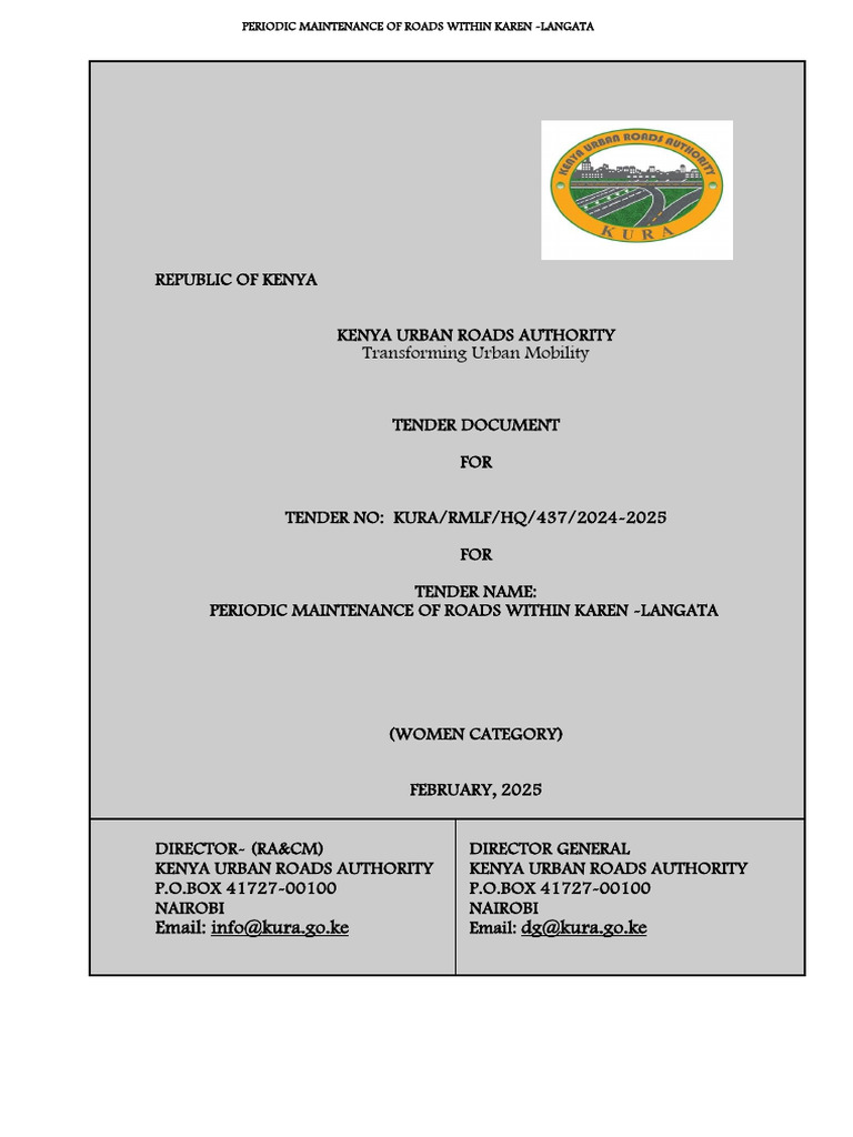 437 Periodic Maintenance of Roads Within Karen Langata | PDF | Joint ...