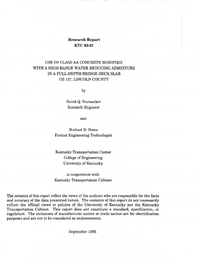Use of Class AA Concrete Modified With A High-Range Water Reducin | PDF ...