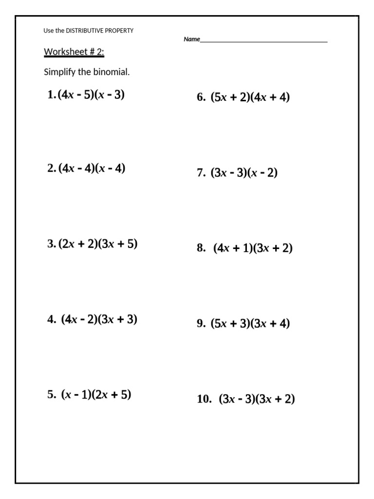 Multiply Binomials 1 | PDF