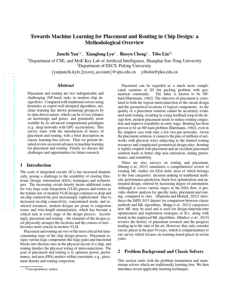 Yan et al. - 2022 - Towards Machine Learning for Placement and Routing in Chip Design a ...