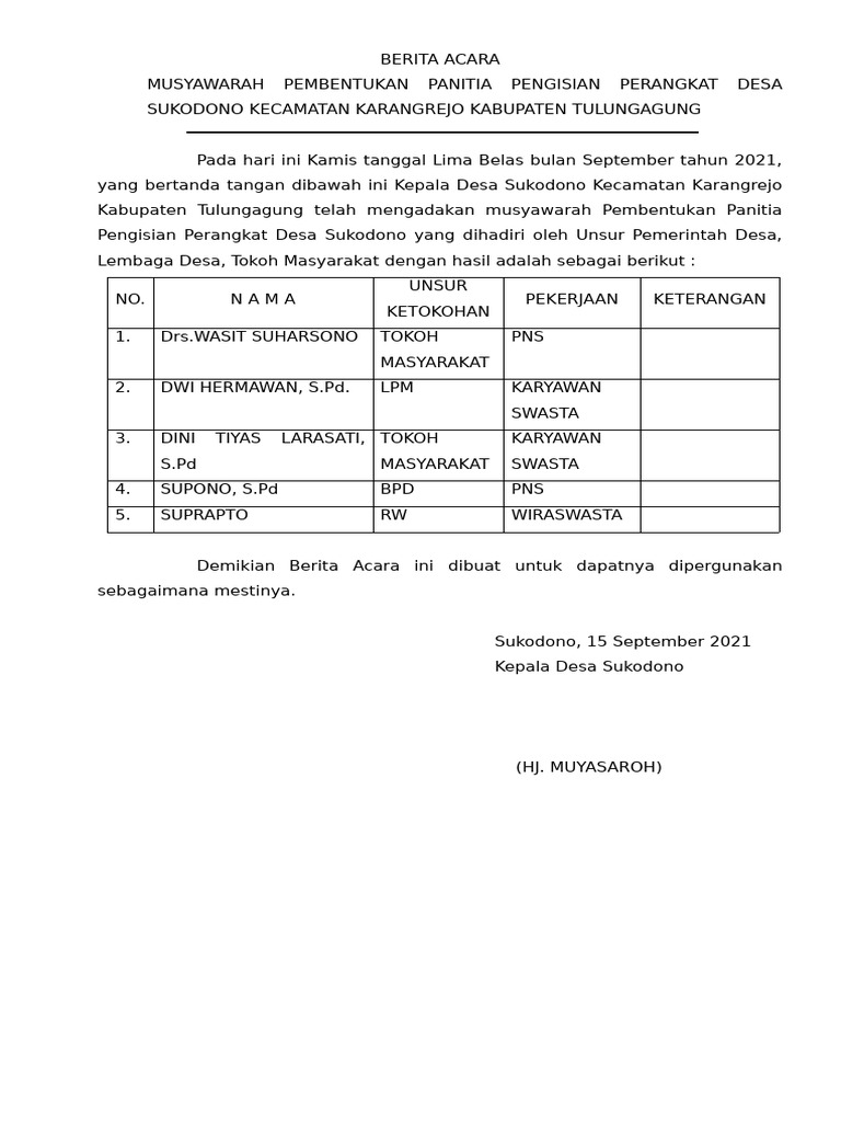 Perbup Perangkat Desa Fix - SK DLL Perangkat 2021 BARU | PDF