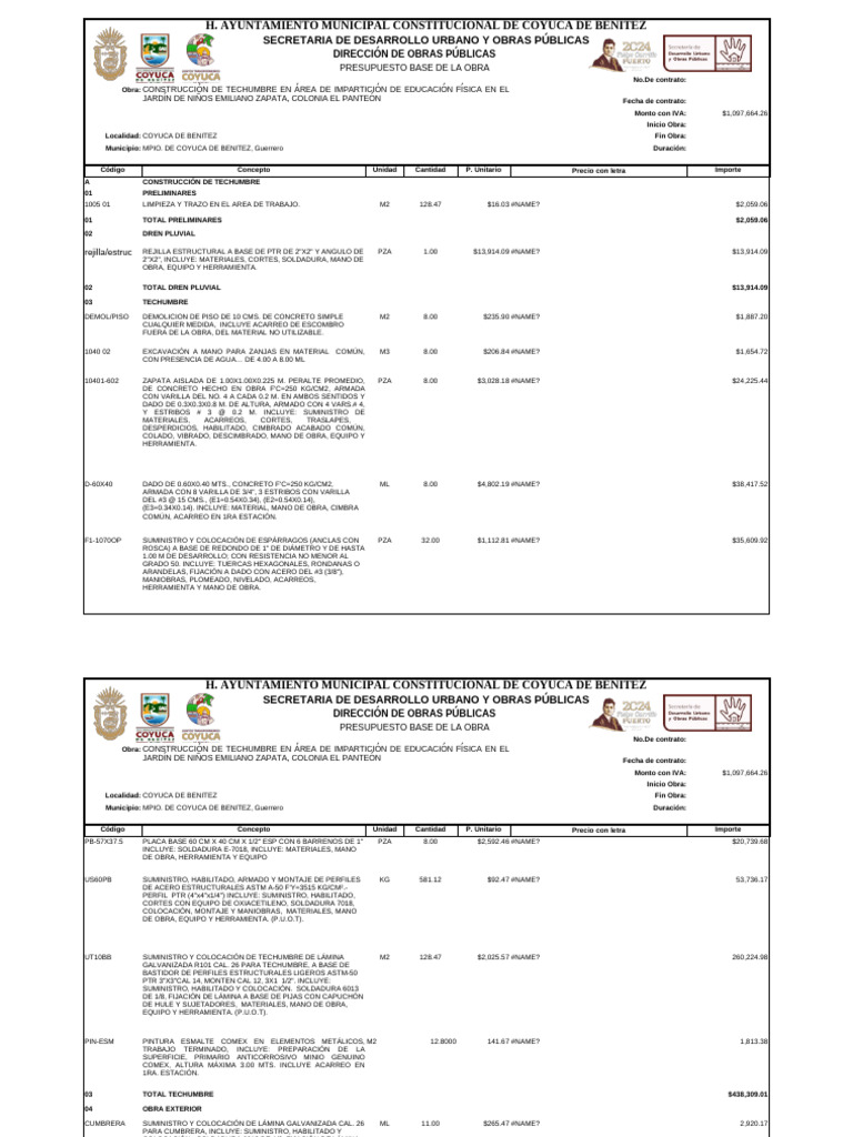 115 Techumbre Ligera Emiliano Zapata Coyuca 2.00 | PDF | Electricidad ...