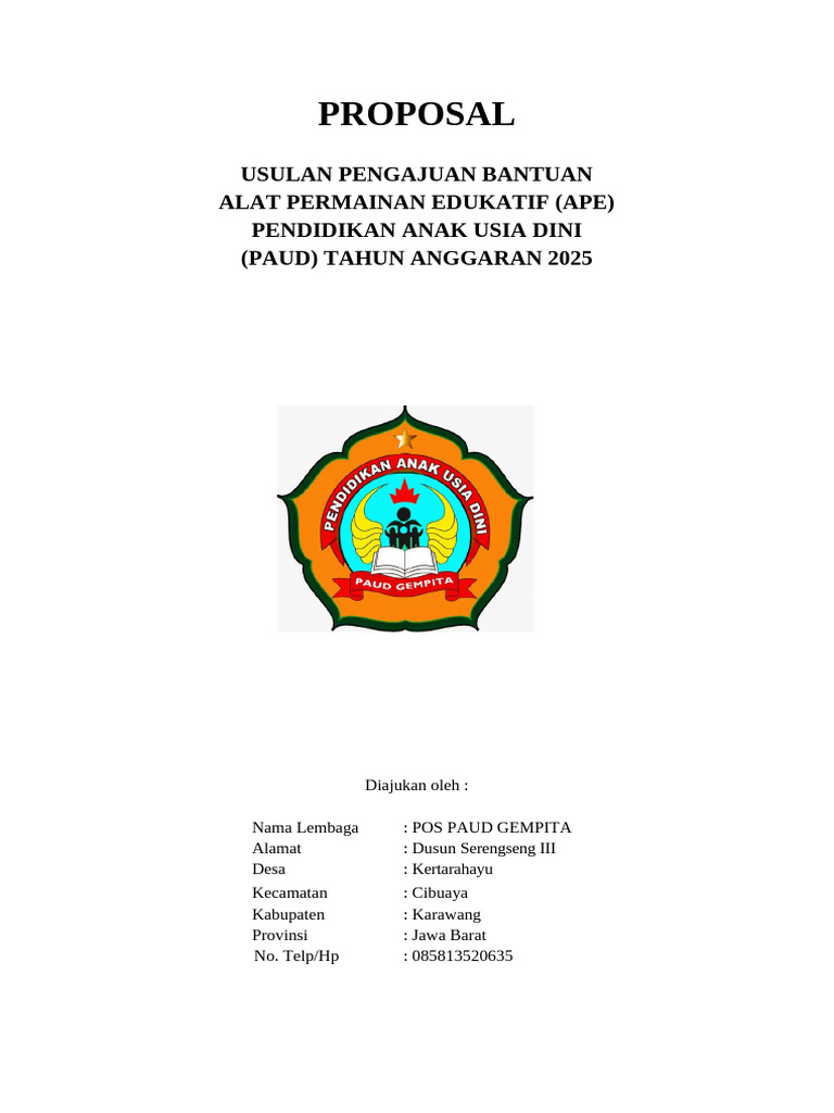 Proposal Ape P.gempita Cibuaya 2025 | PDF