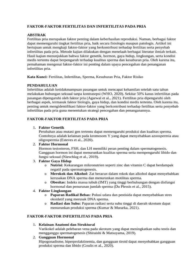 FAKTOR fertillitas dan infertilitas pada pria | PDF