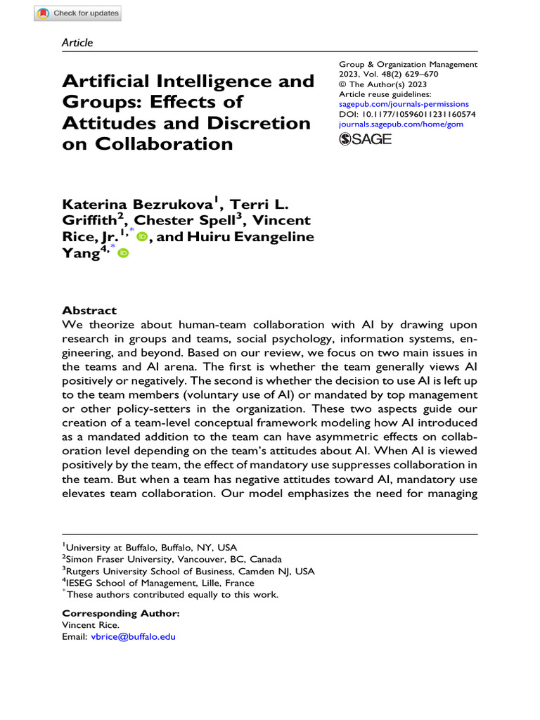 BEZRUKOVA Artificial Intelligence and Groups Effects of Attitudes and Discretion On ...