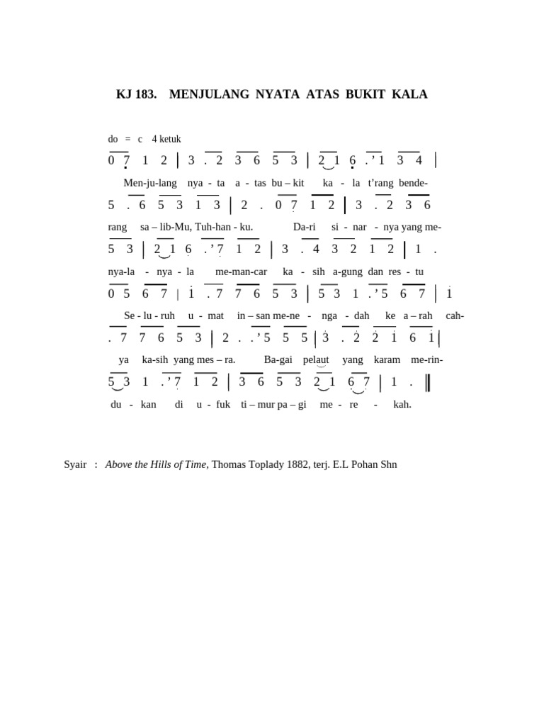 KJ 183 MENJULANG NYATA ATAS BUKIT KALA (NOT ANGKA) | PDF