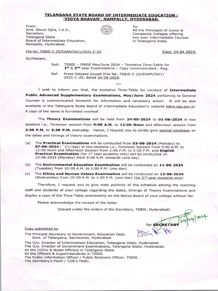 DS - ASE 2024 Timetable (COE Phy Sign) | PDF