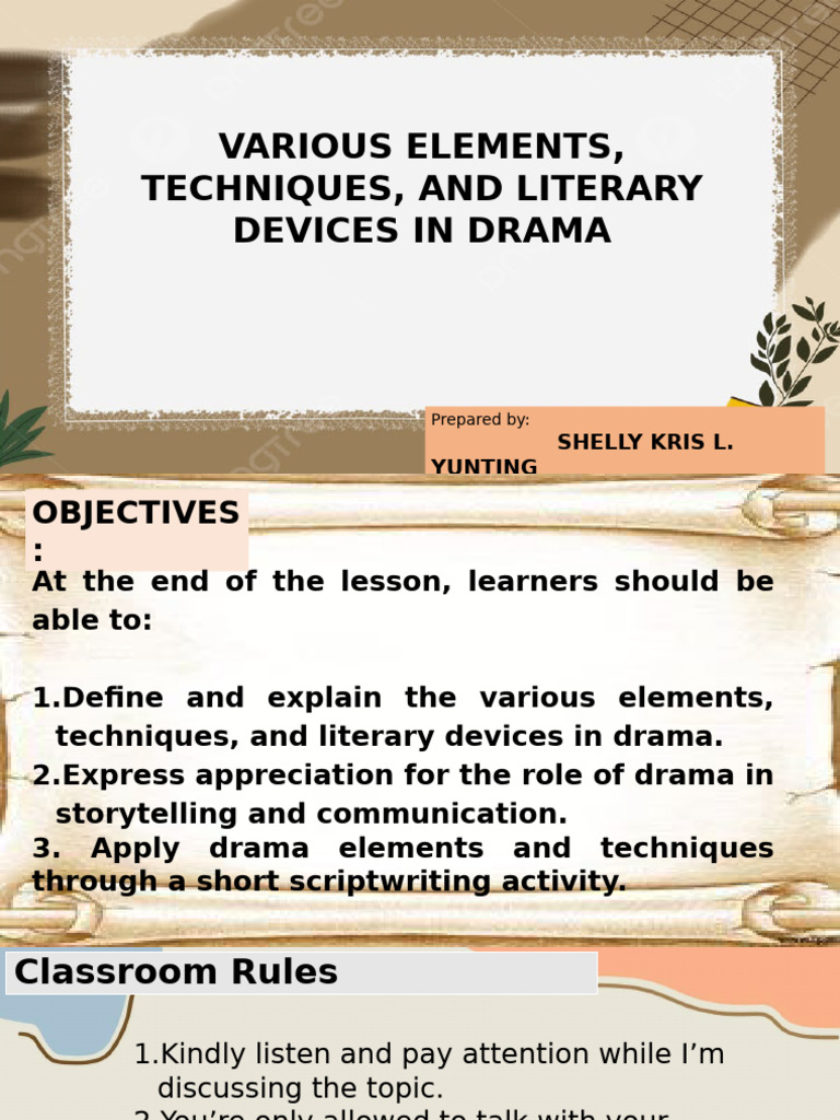 Various Elements, Techniques, And Literary Devices in Drama | PDF ...