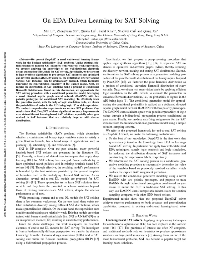 Li Et Al. - 2023 - On EDA-Driven Learning For SAT Solving | PDF | Applied Mathematics ...