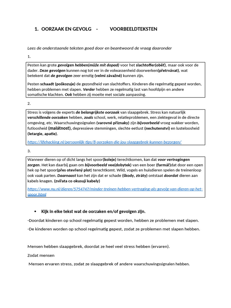 Oorzaak en Gevolg 1 PSANÍ | PDF