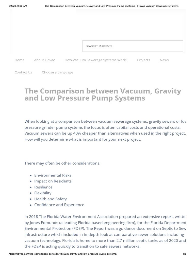 Vacuum vs. Gravity Sewer Systems Comparison | PDF | Sanitary Sewer ...