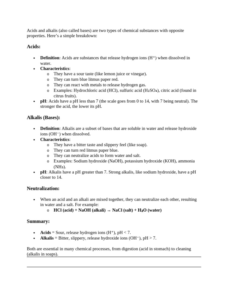 Acids and Alkalis | PDF