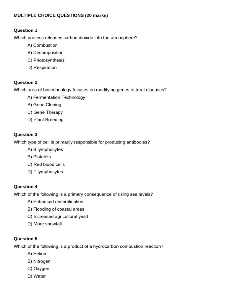 Year 10 Science Test Questions | PDF | Acid | Cell (Biology)
