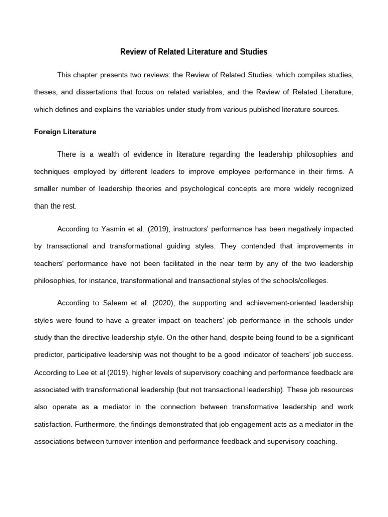 RRL and Research Gap Ni Ishen | PDF | Leadership | Communication