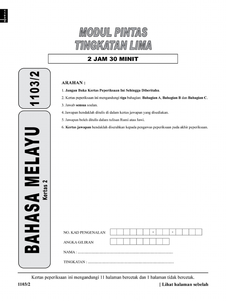 Bahasa Melayu K2 Set 2 Selangor 2023 | PDF