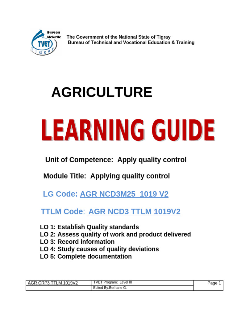 Learning Guid Applying Quality Control | PDF | Quality Assurance | Specification (Technical ...