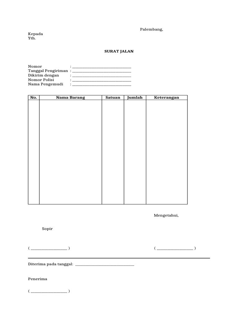 Contoh Surat Jalan Barang | PDF
