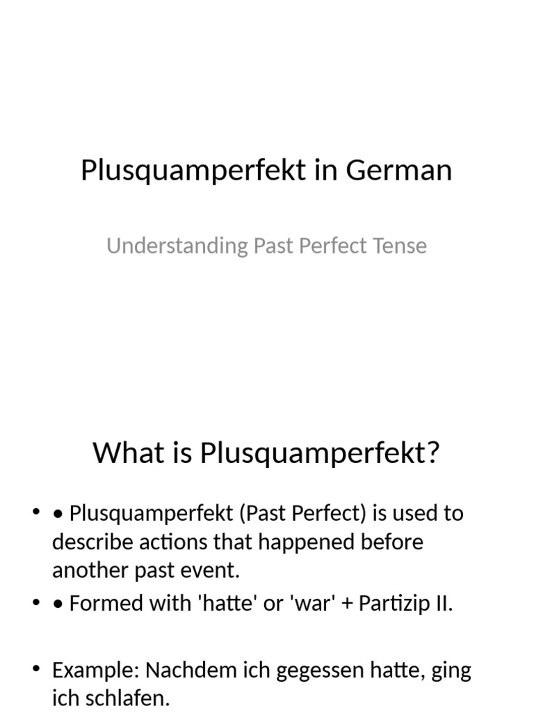 Plusquamperfekt German English Presentation | PDF