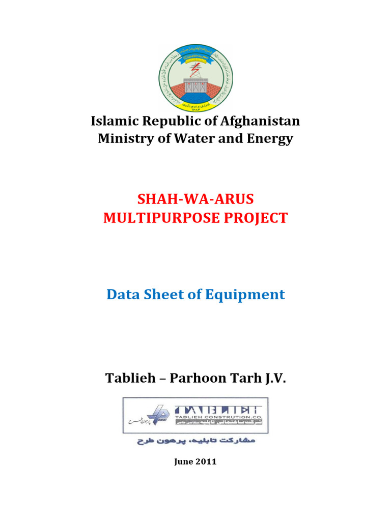 SWA DAM - Data Sheet of Equipment-EN | PDF | Pump | Valve