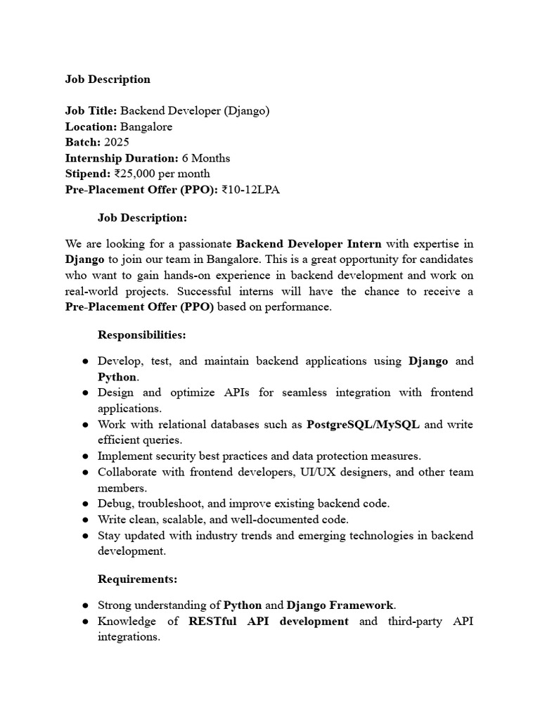 JD - Backend Developer | PDF