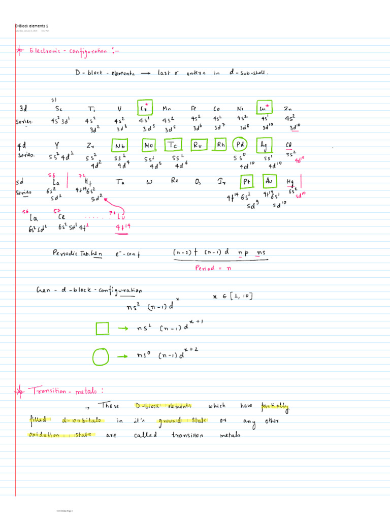 D Block Elements | PDF