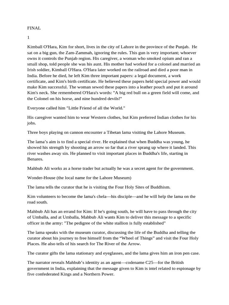 Kim's Journey in British India | PDF | Kim (Novel)