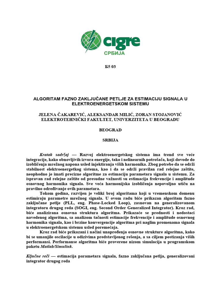 Б5 03 245 - Jelena Cakarevic - Aleksandar Milic - Zoran Stojanovic - Algoritam fazno zakljucane ...