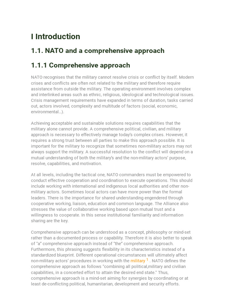 NATO's Comprehensive Approach to CIMIC | PDF