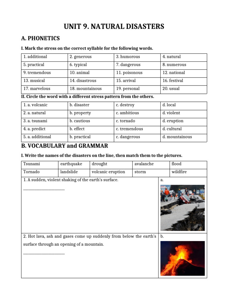 Unit 9. Natural Disasters - E8 | PDF | Natural Disasters | Tsunami