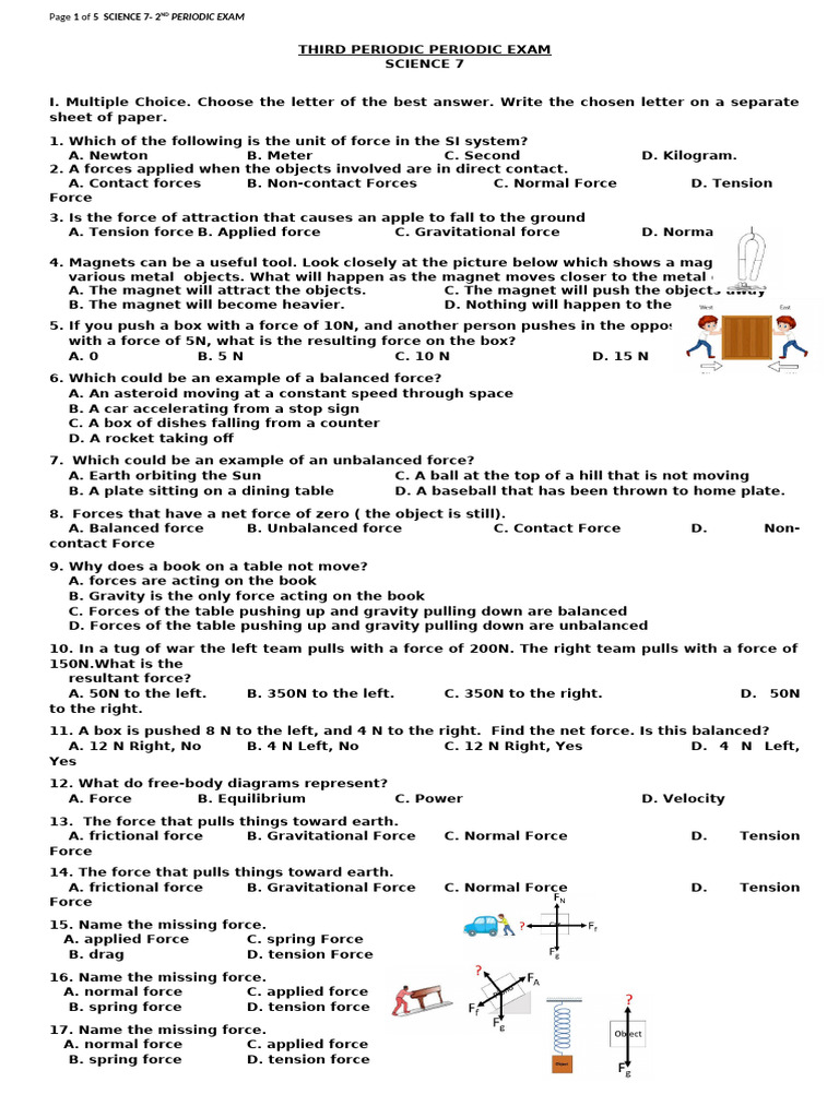Exam 2ND Quarter Science 7 | PDF | Force | Heat Transfer
