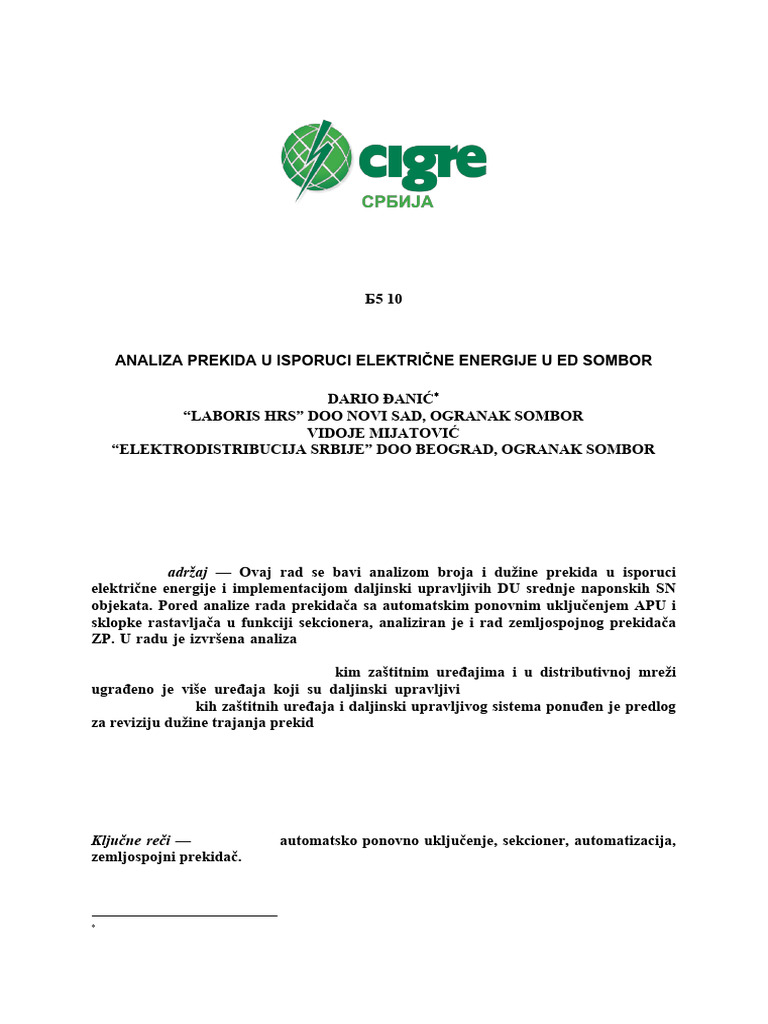 Б5 10 165_Dario DJanic_Vidoje Mijatovic_ANALIZA PREKIDA U ISPORUCI ELEKTRICNE ENERGIJE U ED ...