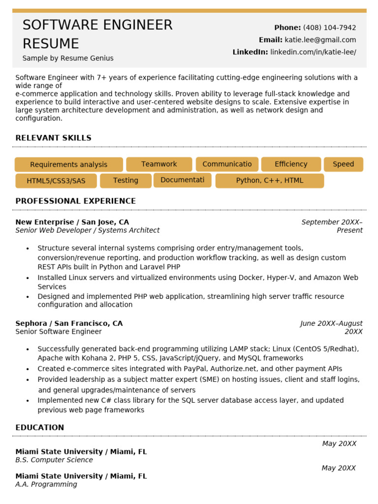 Software Engineer Resume Sample Template | PDF | Résumé | Computing