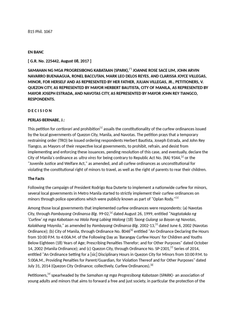 Samahan NG Mga Progresibong Kabataan v. Quezon City | PDF | Overbreadth ...