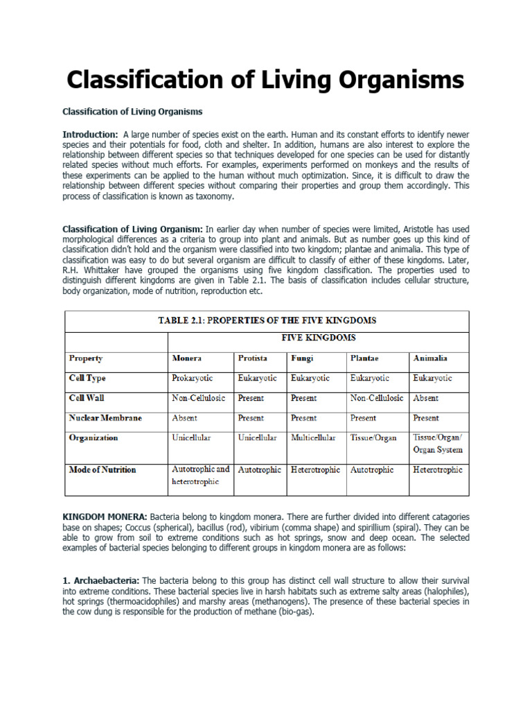 Classification of Living Organisms | PDF | Fungus | Virus