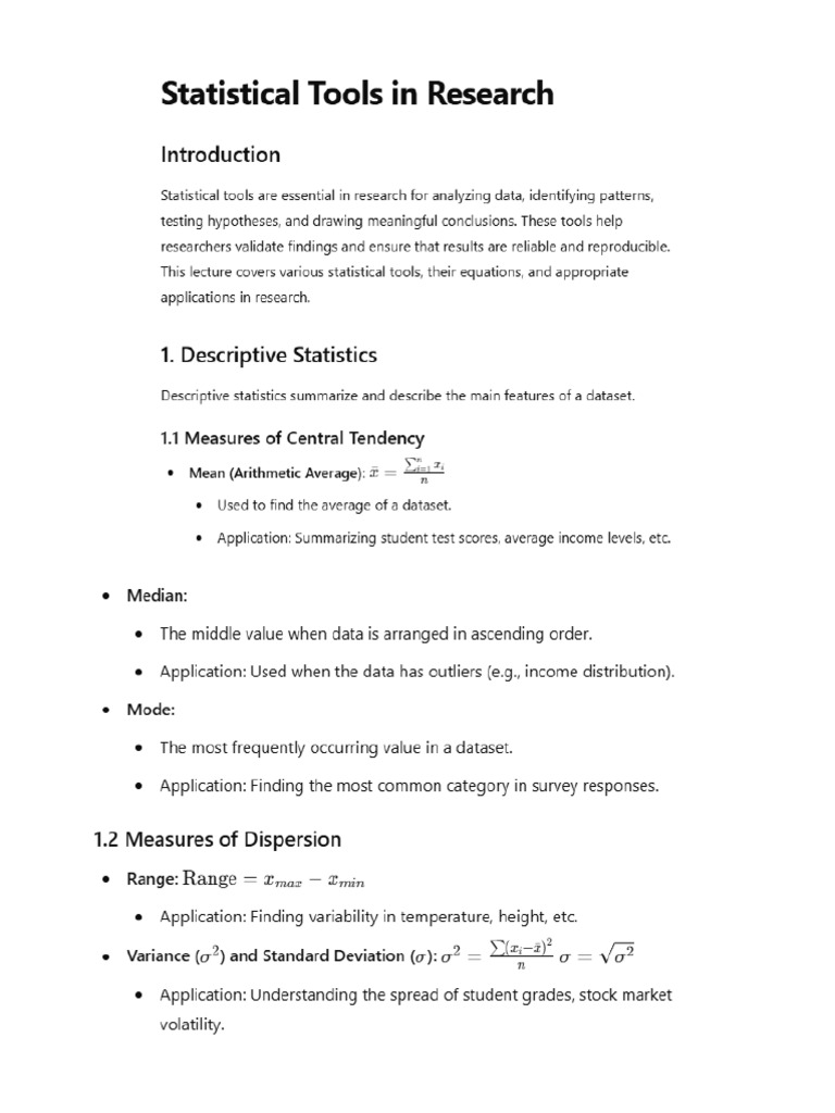 Statistical Tools in Research | PDF