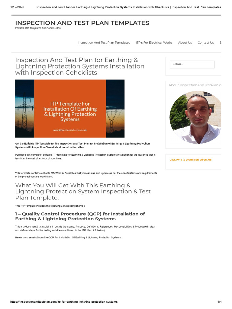Inspection and Test Plan For Earthing & Lightning Protection Systems ...