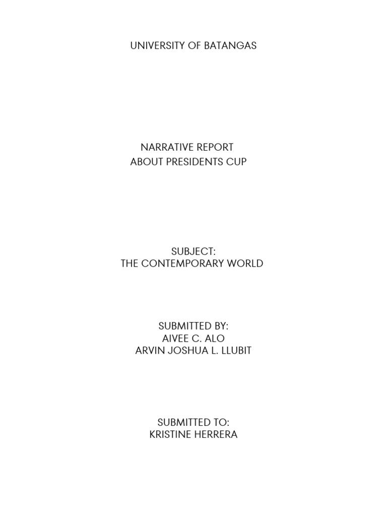 Narrative Report About Presidents Cups | PDF