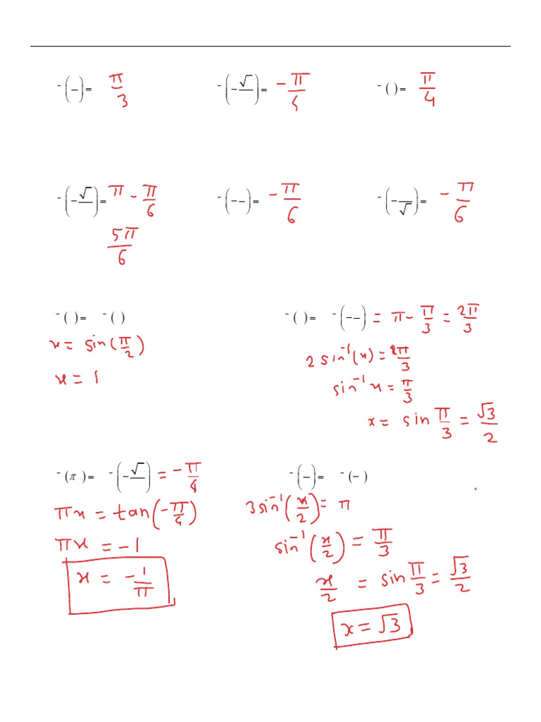 Inverse Trigonometric Functions Worksheet | PDF