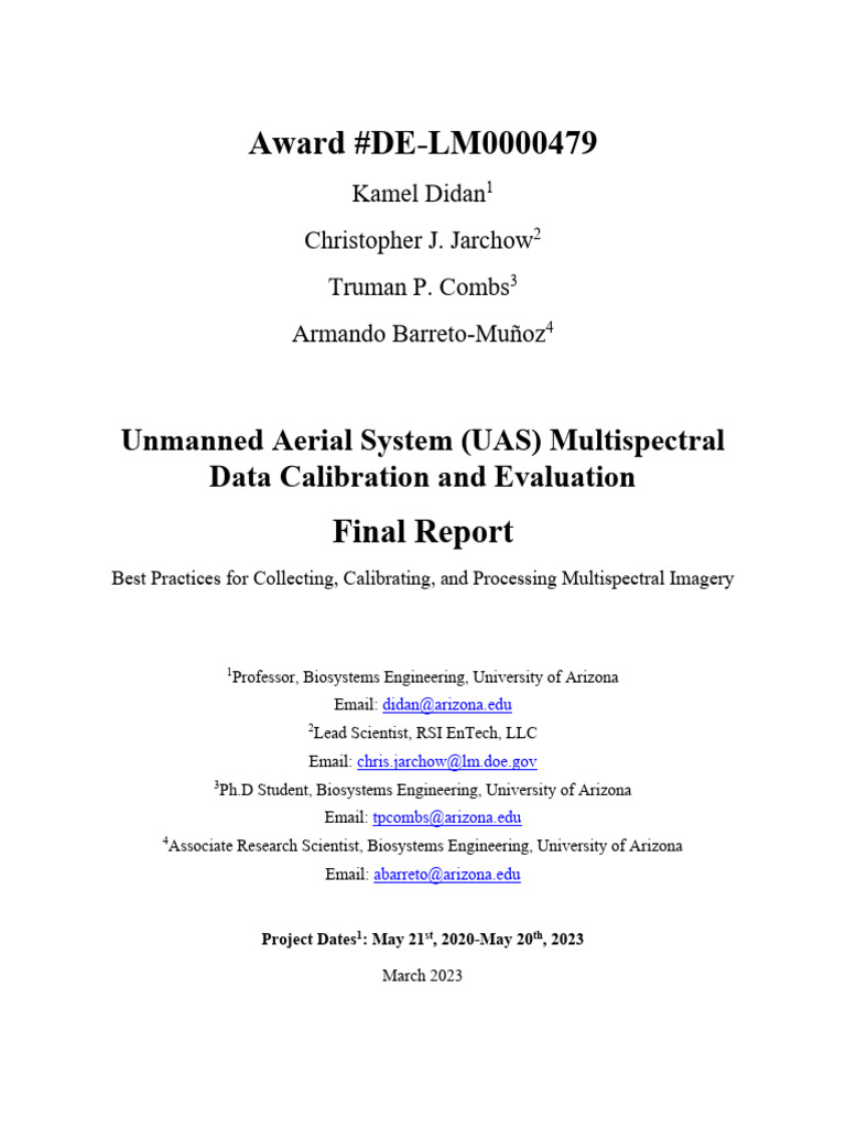 UAS Calibration Project Final Report UofA | PDF | Unmanned Aerial ...