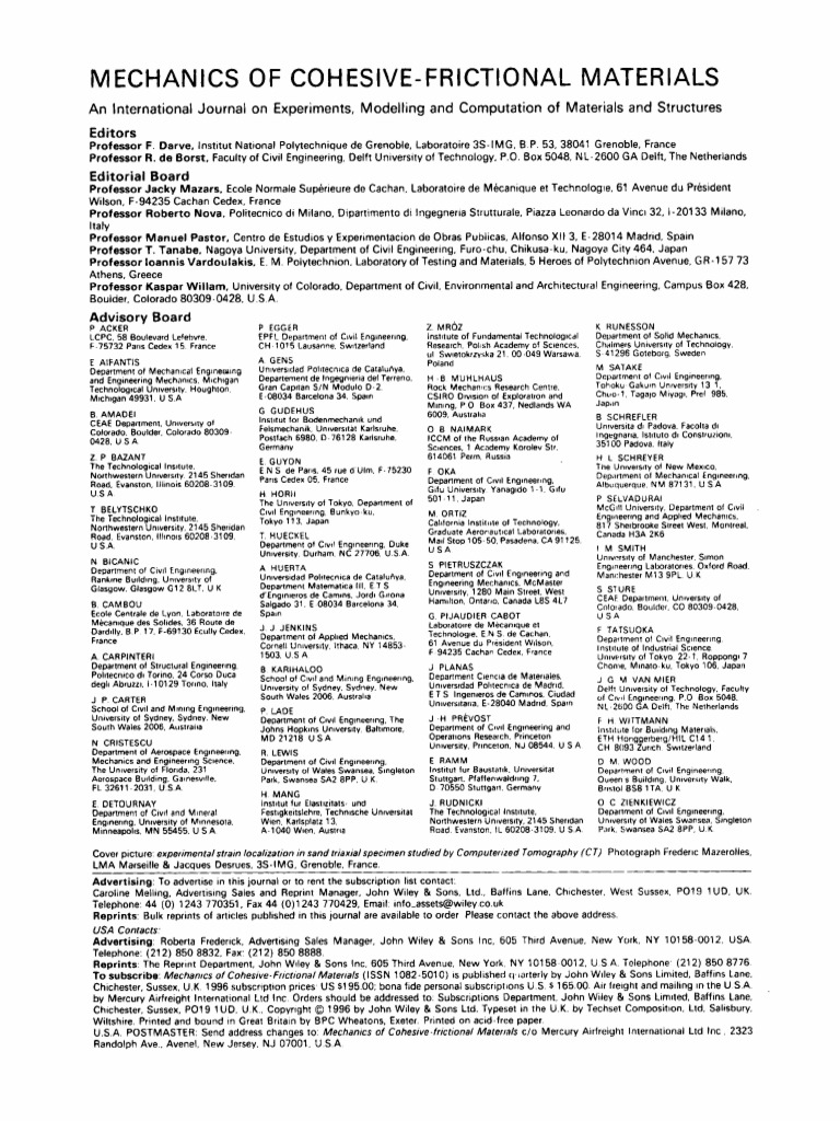 Mechanics 0F Cohesive-Frictional Materials | PDF | Engineering