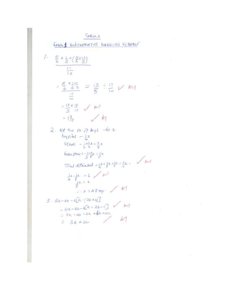 Moi_Tea_Term2_2022_Mathematics Form 1 Ms | PDF