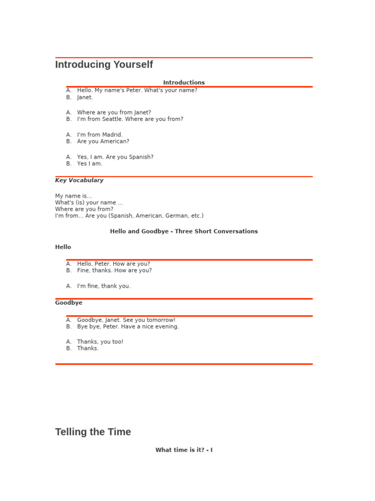 Basic Conversation | PDF