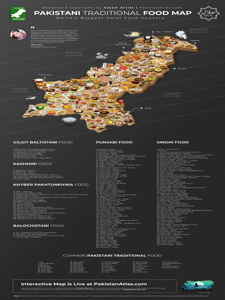 Pakistani Traditional Food Map Pakistan Atlas by Assam Artist HD | PDF