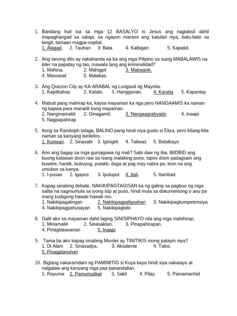 Civil Service Filipino Reviewer | PDF