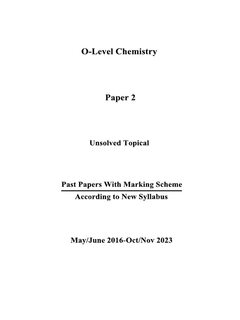 Ol Chemistry Topical p2 | PDF