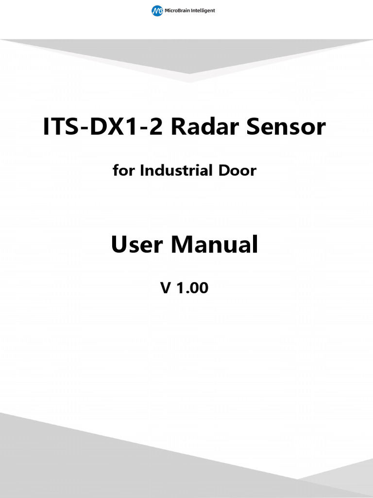 Industrial Door Radar Sensor Manual | PDF | Radar | Power Supply