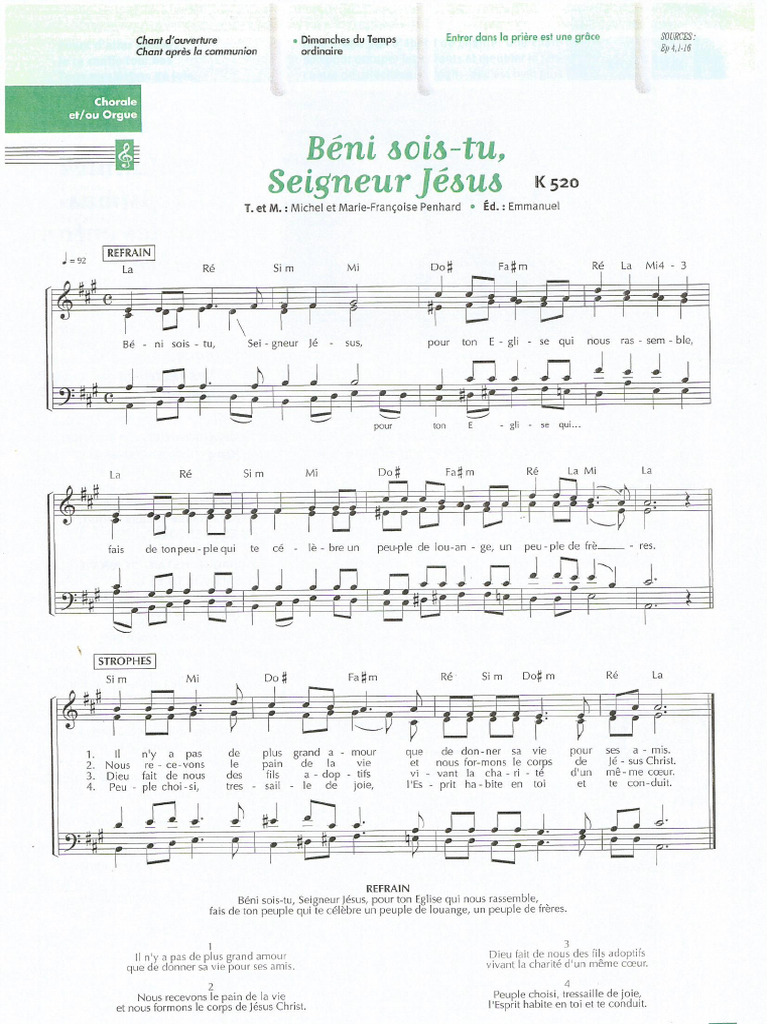 Béni Sois-Tu Seigneur | PDF