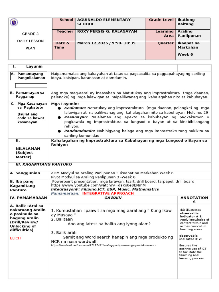 Kaalaman Kasanayan: A. Pamantayang Pangnilalaman | PDF